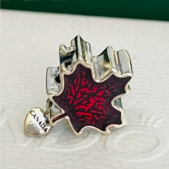 Pandora | Jewelry | Pandora Red Enamel Glazed Maple Leaf Canada Charm ...